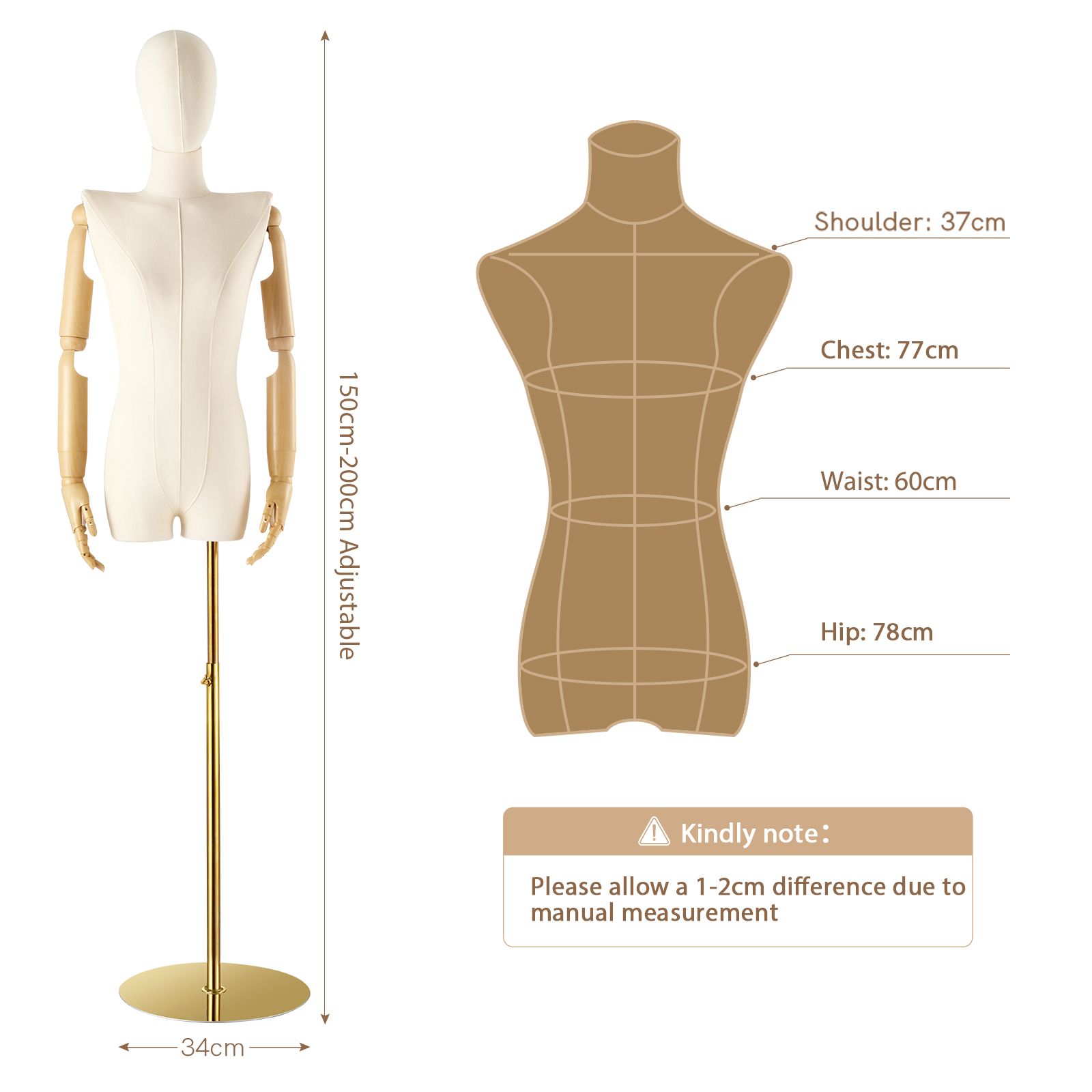 Female Mannequin Dummy Model Manikin Dressmaking Dress Form Upper Torso ...