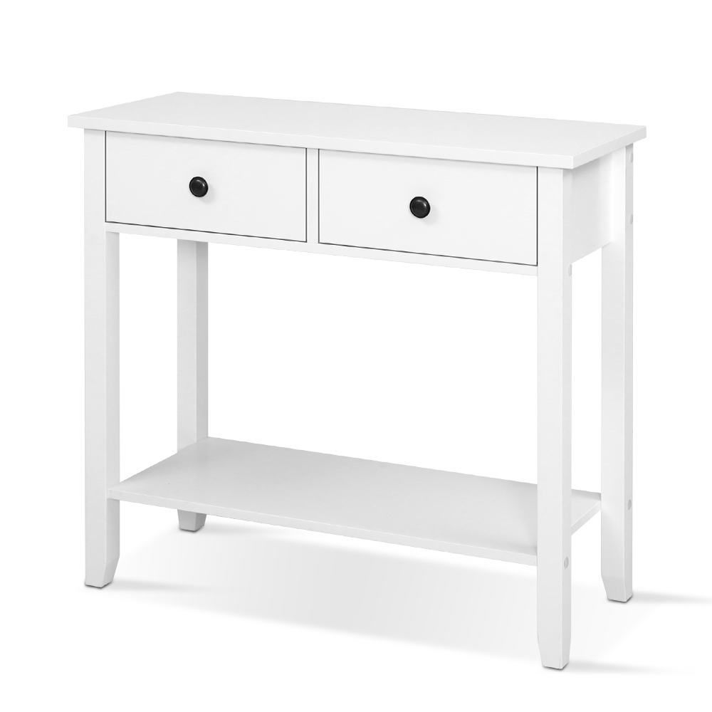 Hallway Console Table Hall Side Entry 2 Drawers Display White Desk ...