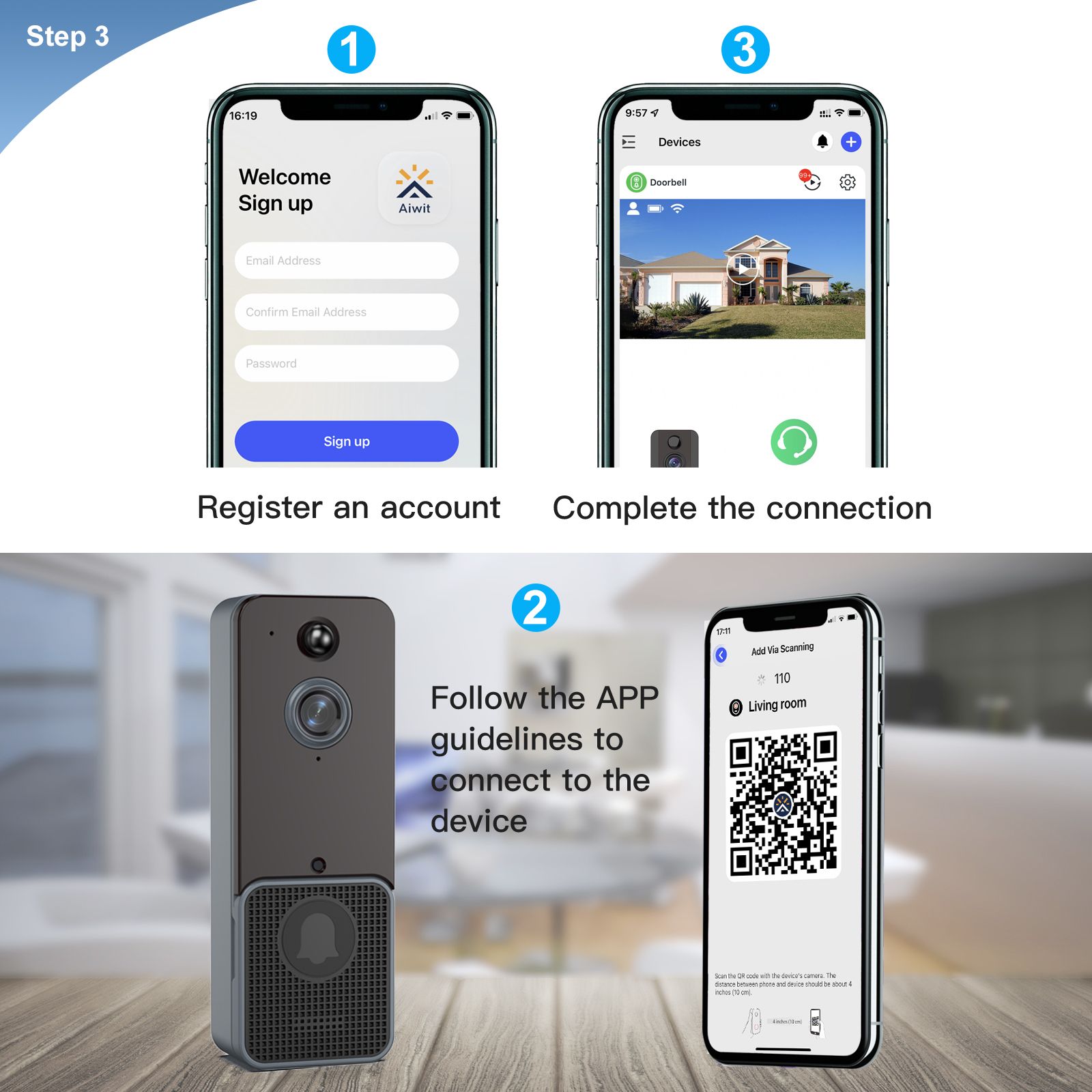 Smart Wireless Video Doorbell Digital Visual Intercom WIFI Door Bell ...