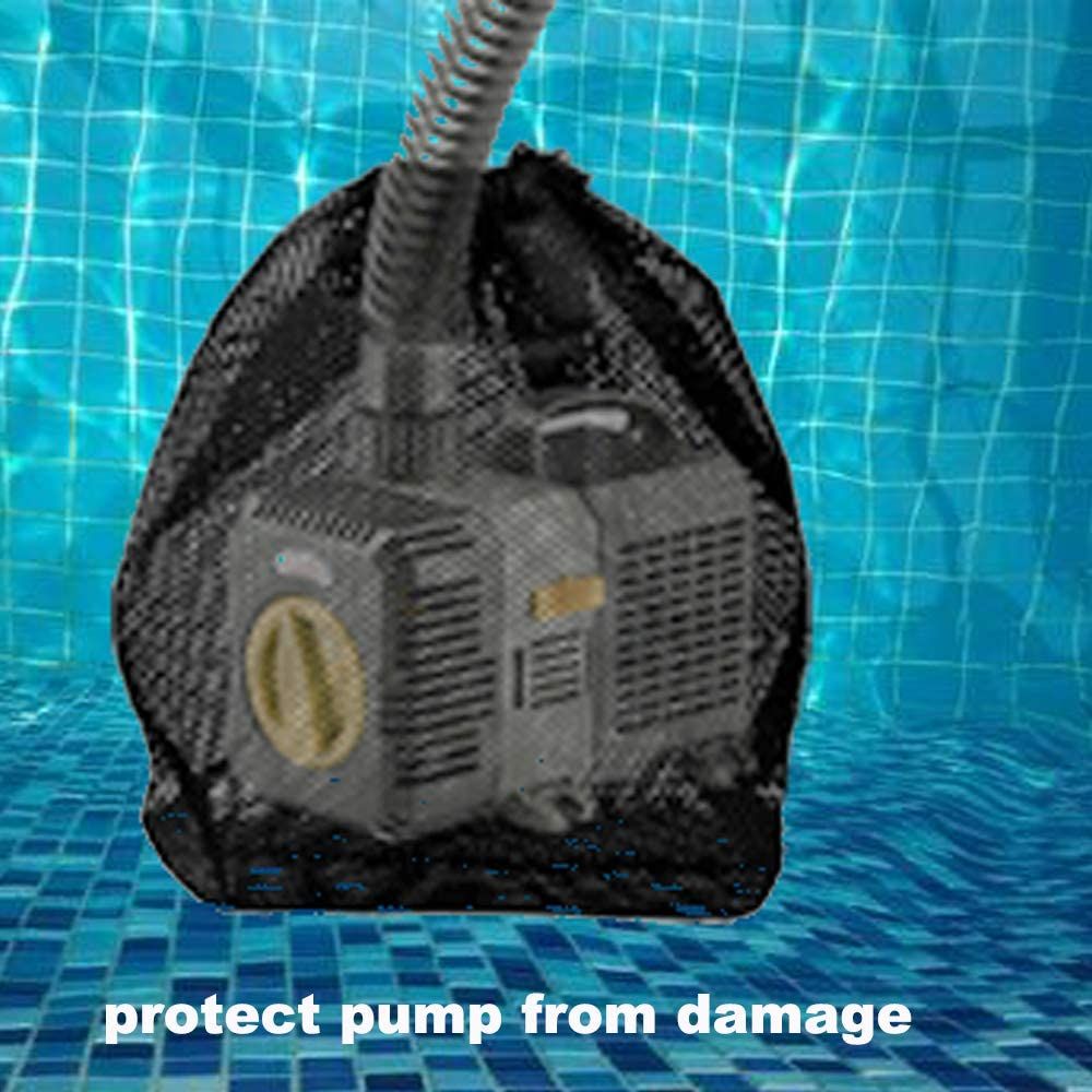 Pond Pump Mesh Bag, 2-Pack Pump Barrier Bag with Drawstring, Black Pool ...