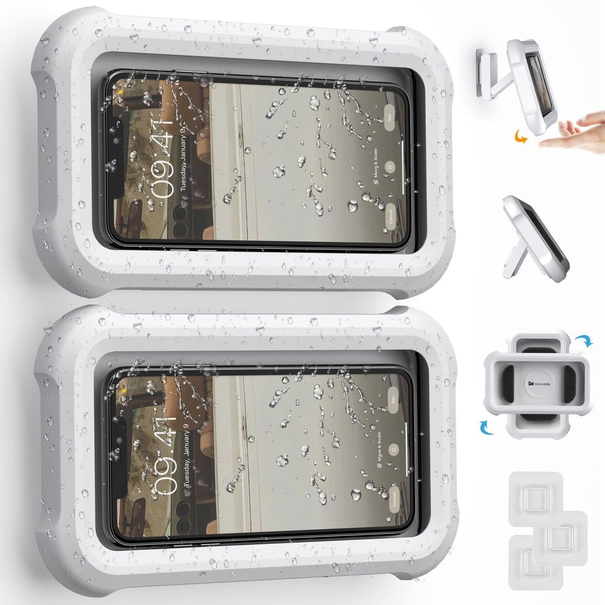 Waterproof Shower Phone Holder with 360°Rotation,Angle Adjustable,Wall ...