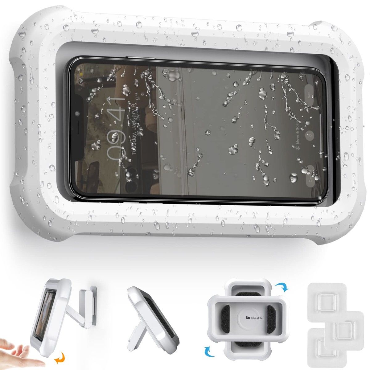 Waterproof Shower Phone Holder with 360°Rotation,Angle Adjustable,Wall ...