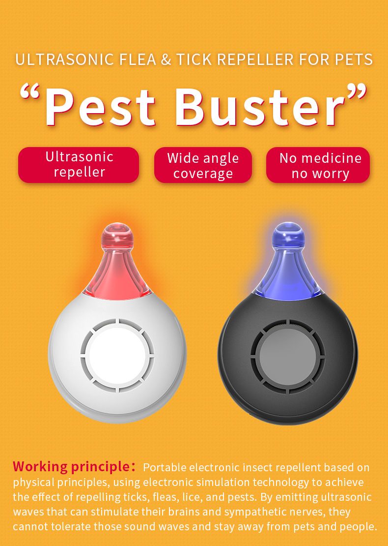 1pc Pet Repellent Ultrasonic Repellent Ticks, Fleas, Nematodes, Cats ...