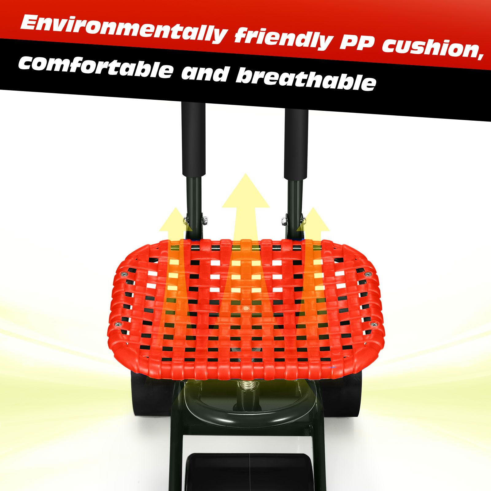 Gardening Work Stool Rolling Seat with Wheels Height Adjustable Folding ...