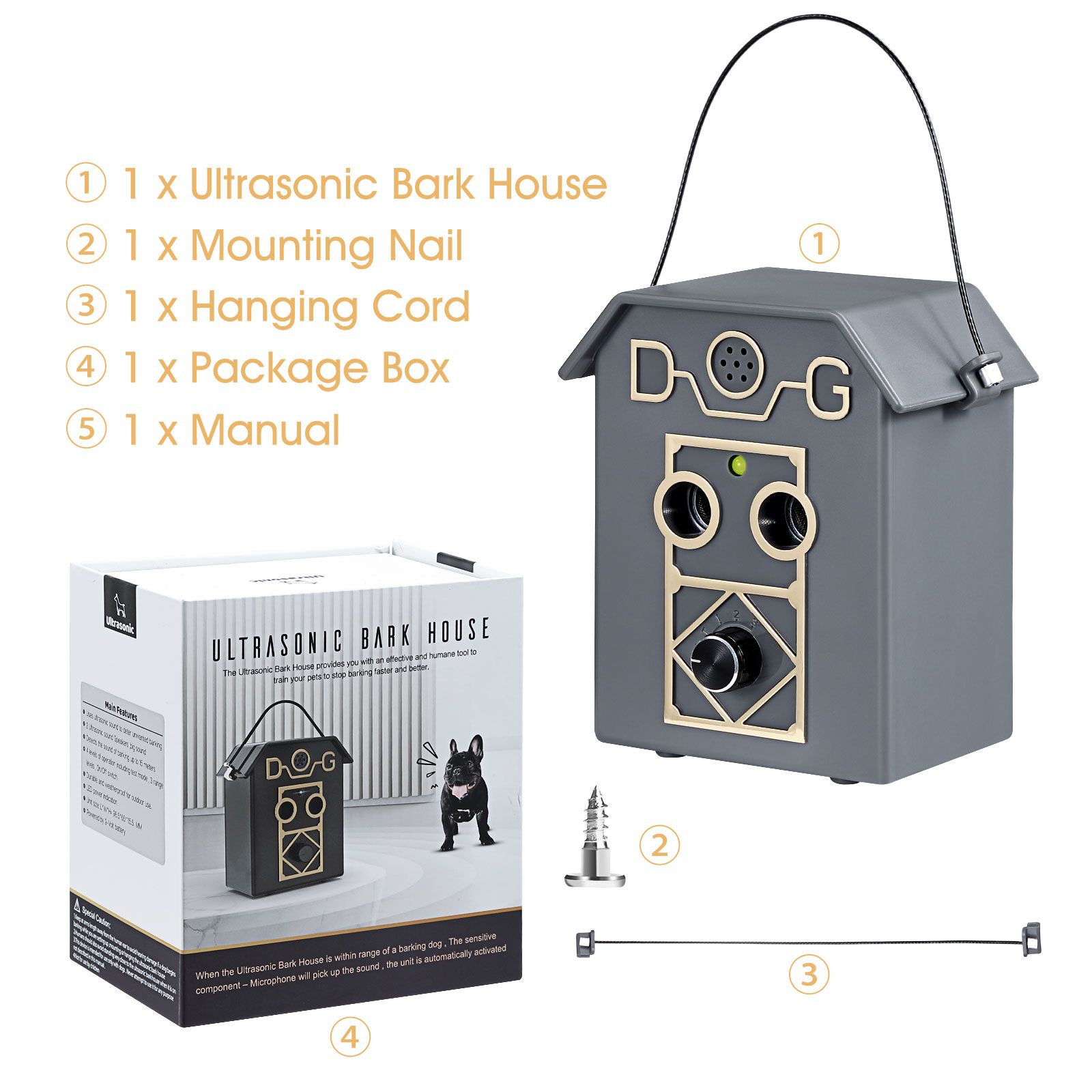 Dog Anti Barking Device Stopper Clicker Ultrasonic Stop Bark Repeller ...