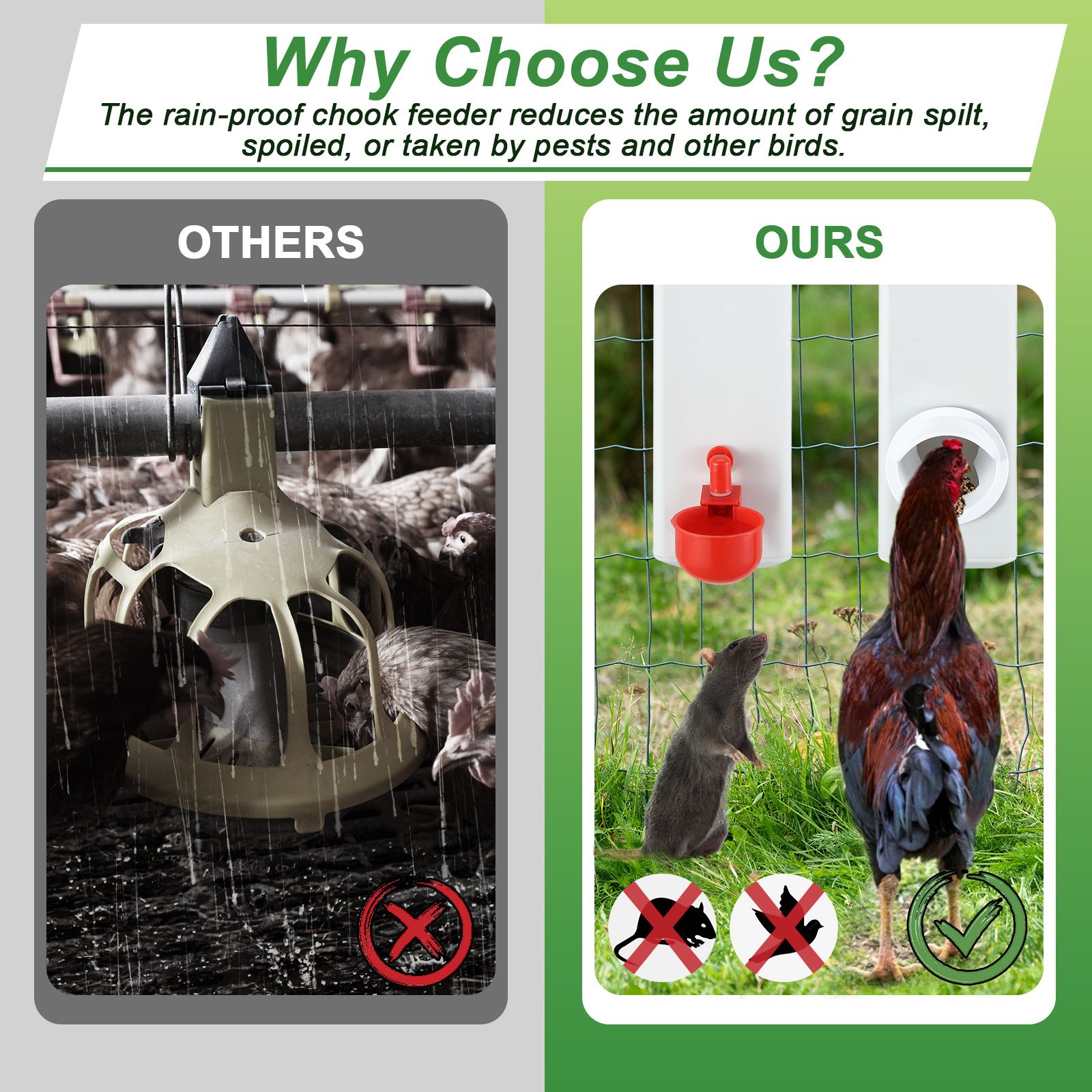Chicken Bird Feeder Water Dispenser Automatic Waterer Poultry Food ...