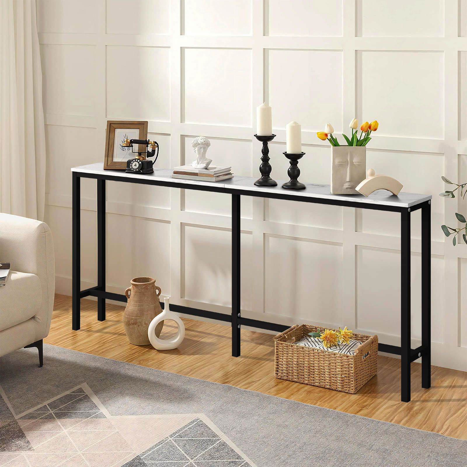 Narrow Console Table Hall Entryway Bar Side Sofa Couch Wood Accent Long ...