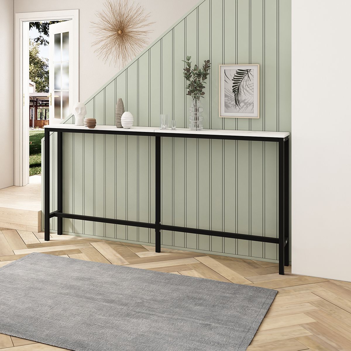 Narrow Console Table Hall Entryway Bar Side Sofa Couch Wood Accent Long ...