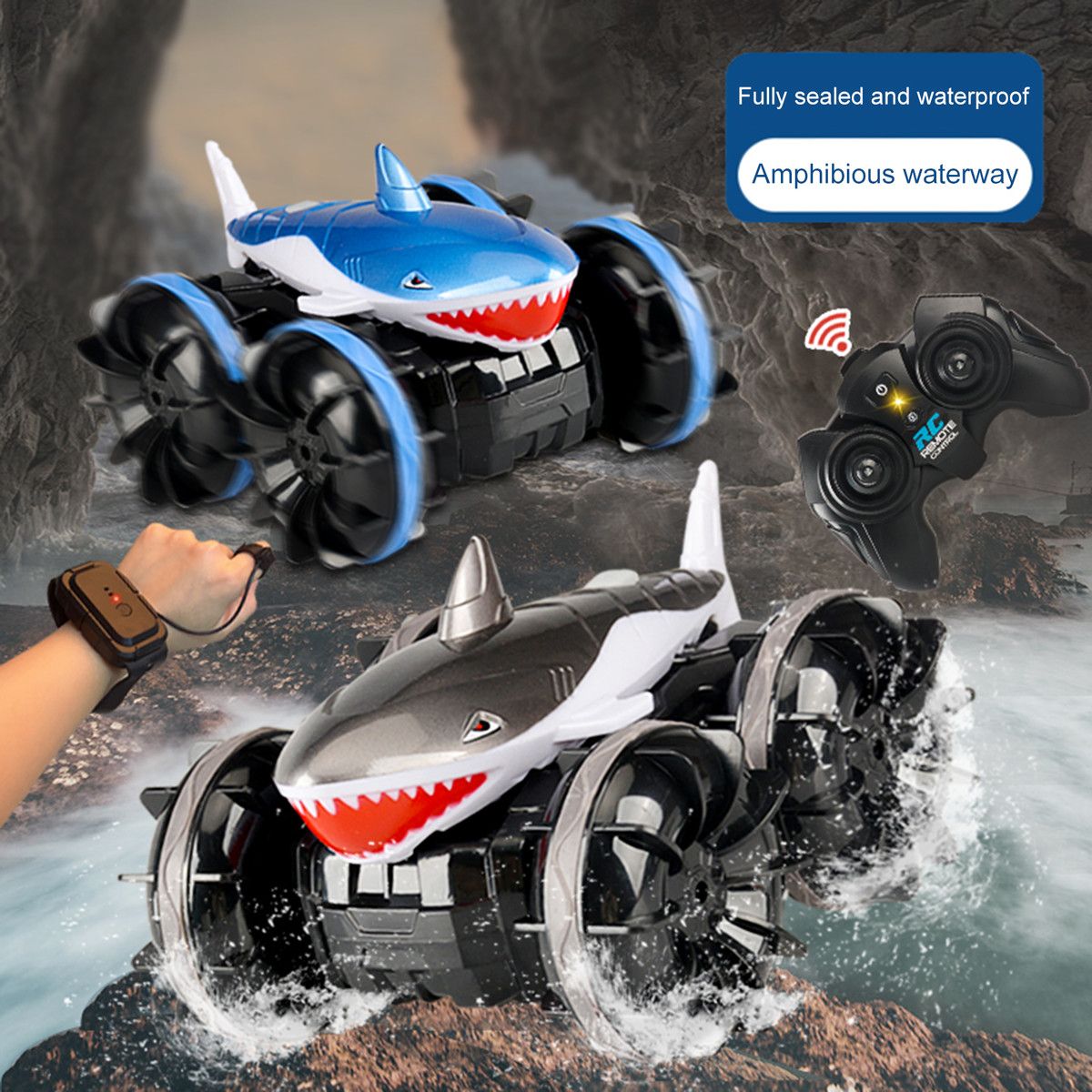 2.4 GHz Amphibious RC Car Shark, Remote Control Monster Truck fits All ...