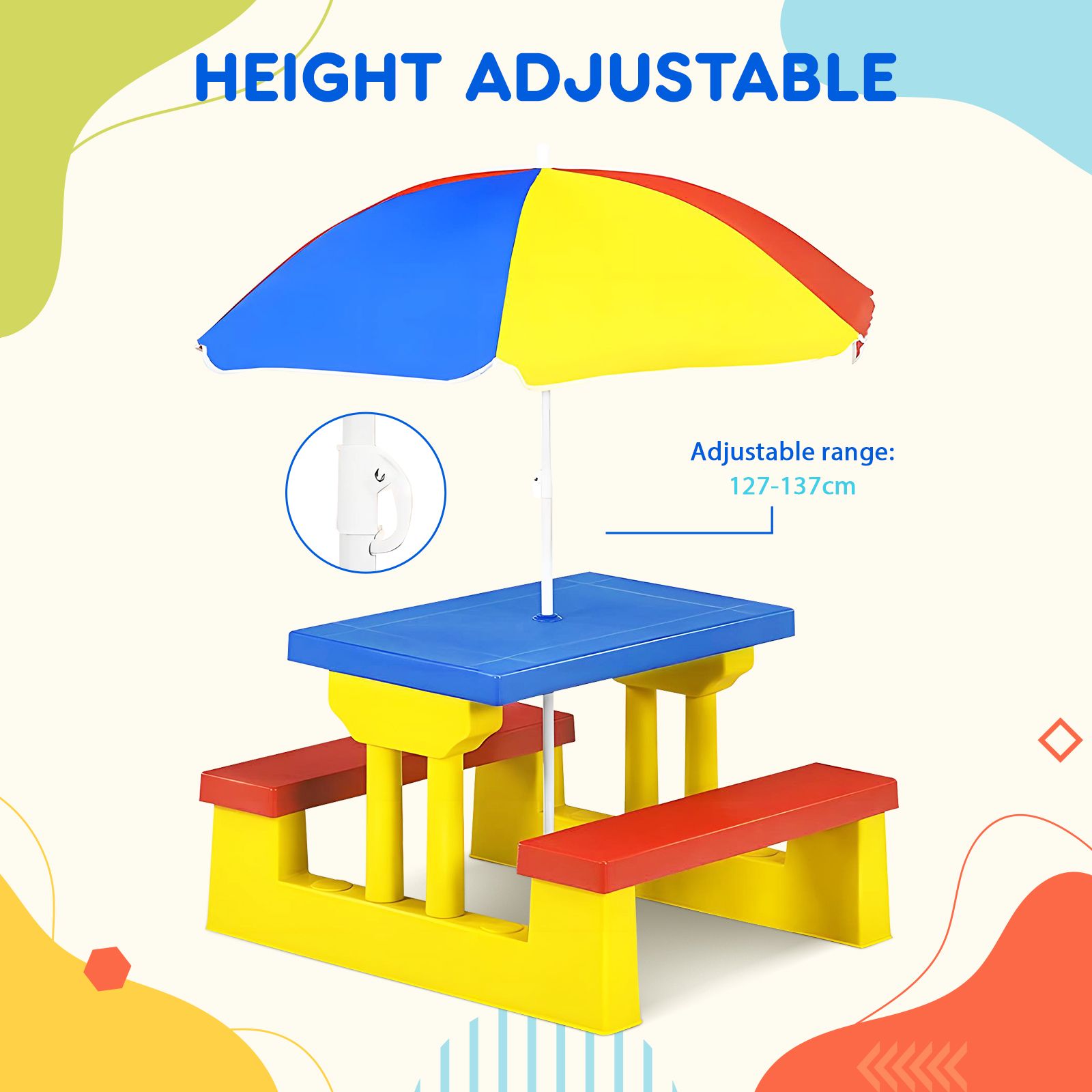 Kids Table and Chairs Toddler Childrens Picnic Activity Desk Outdoor ...
