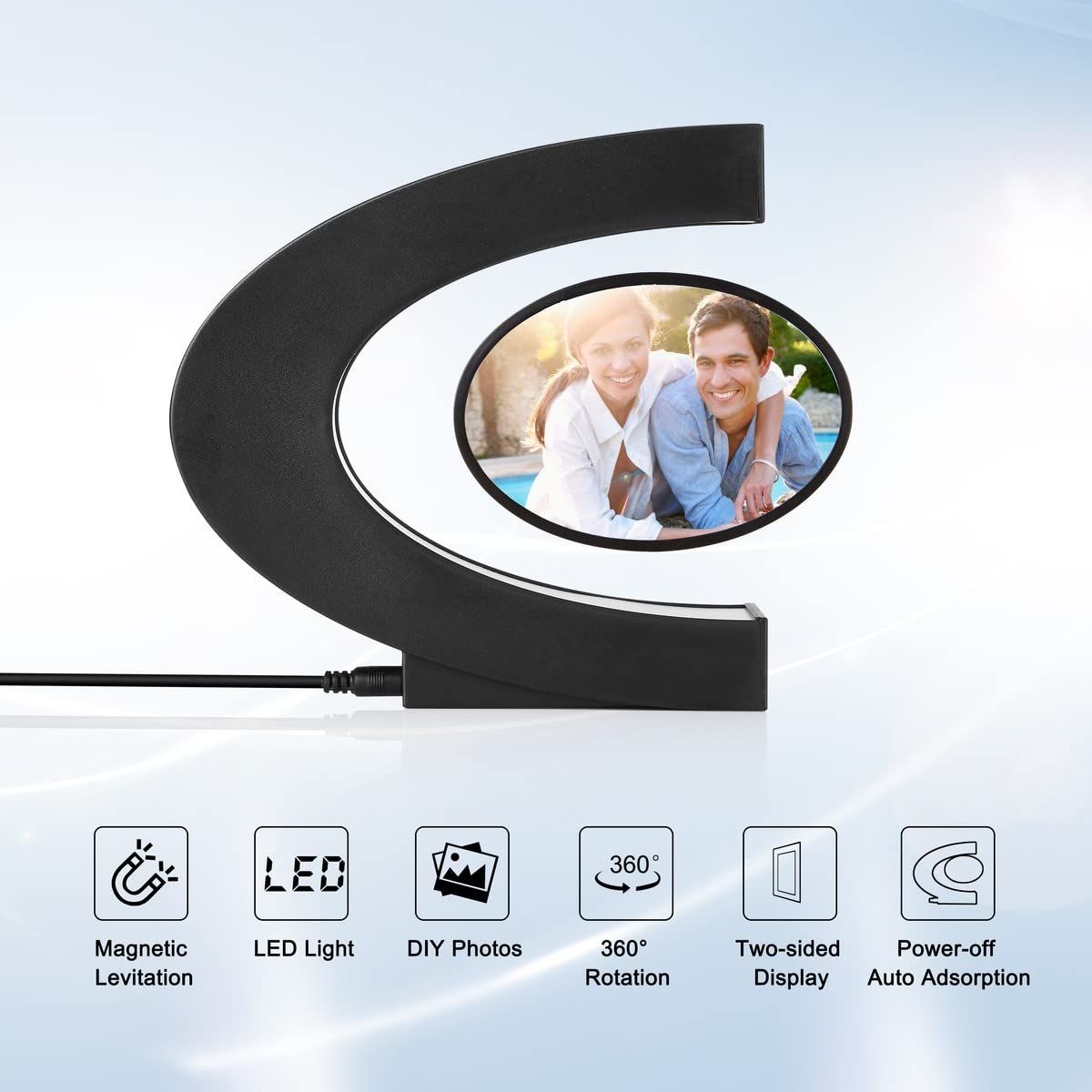 Magnetic Levitating Floating Photo Frame with Colourful LED Light ...