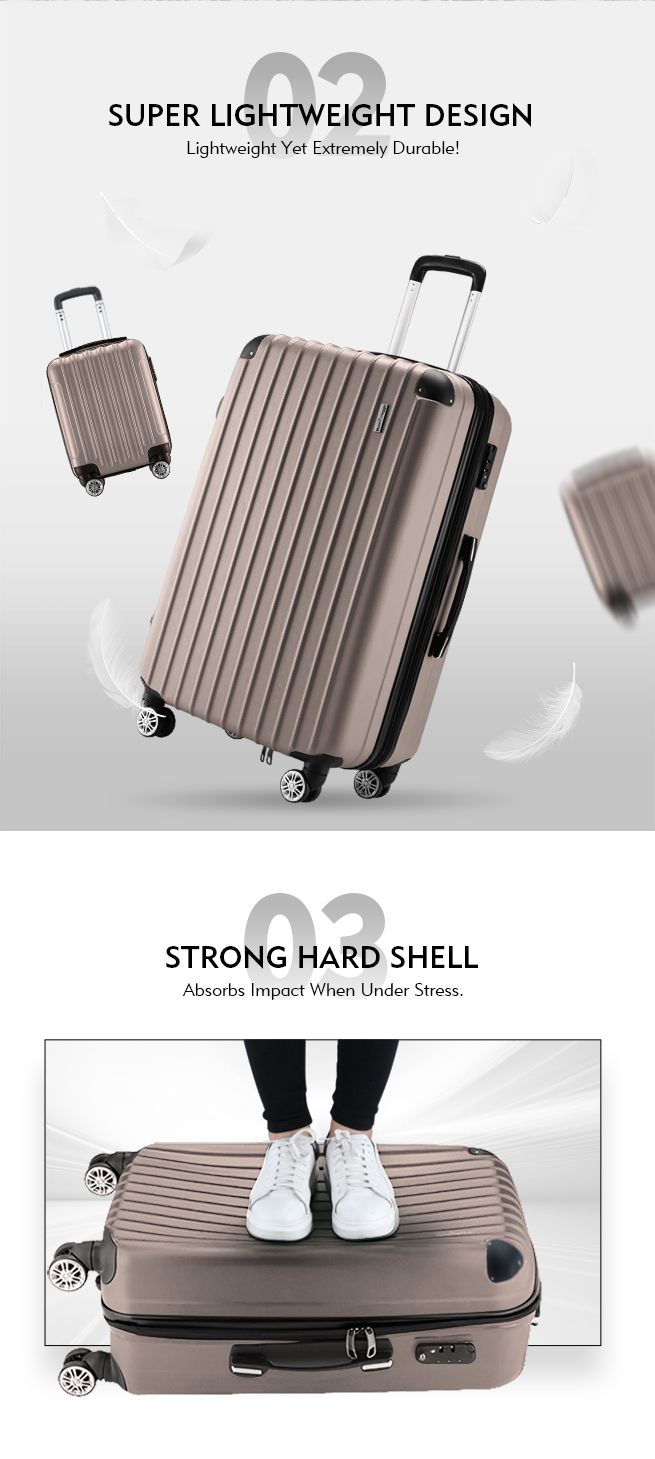 2 Piece Suitcases Luggage Set Carry On Travel Case Cabin Hard Shell ...