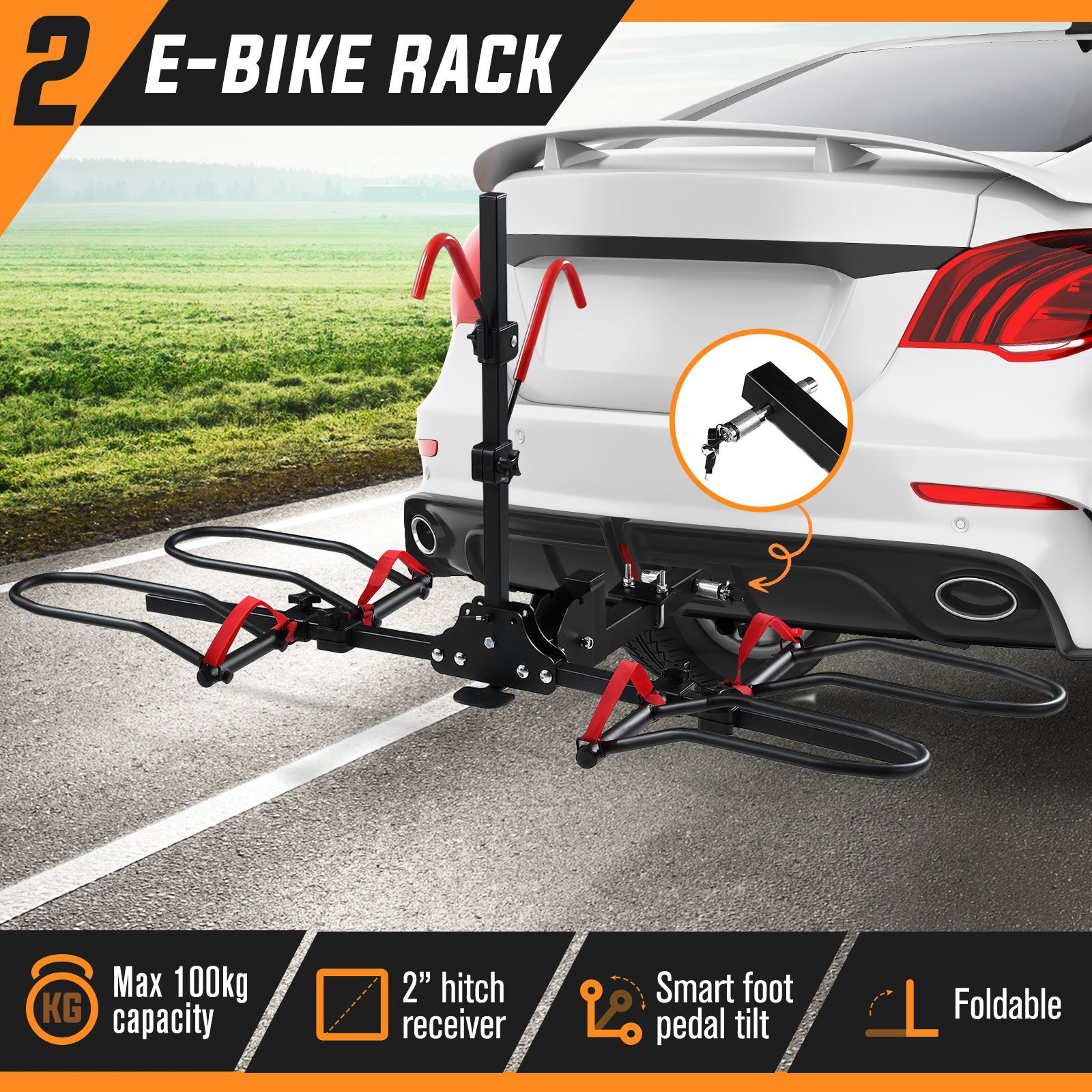2 Ebike Rack for Car Mountain Bicycle Carrier Stand Rear Mount Storage ...