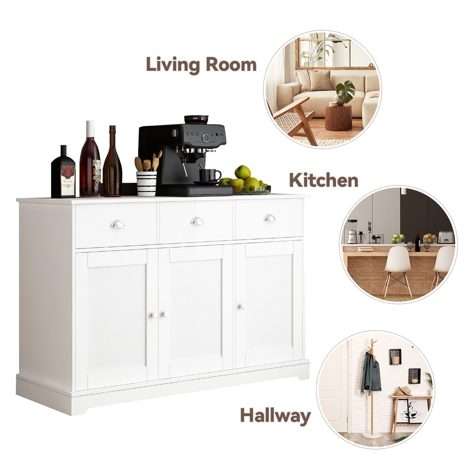 Buffet Sideboard Table Kitchen Pantry Storage Cabinet Console Hallway ...