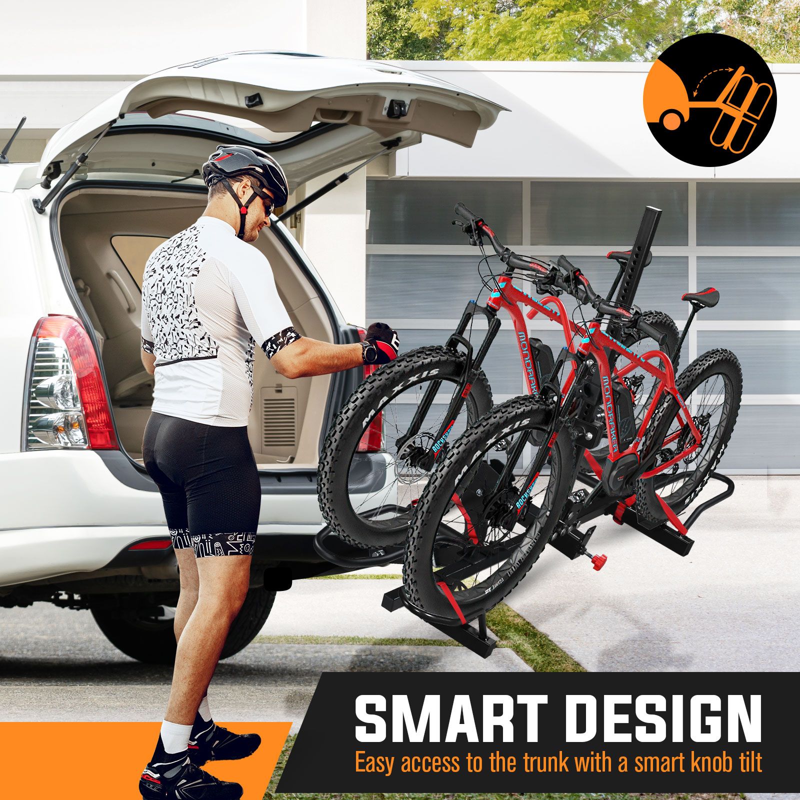 2 Ebike Rack Mountain Bicycle Carrier Stand Rear Electric Car Mount ...