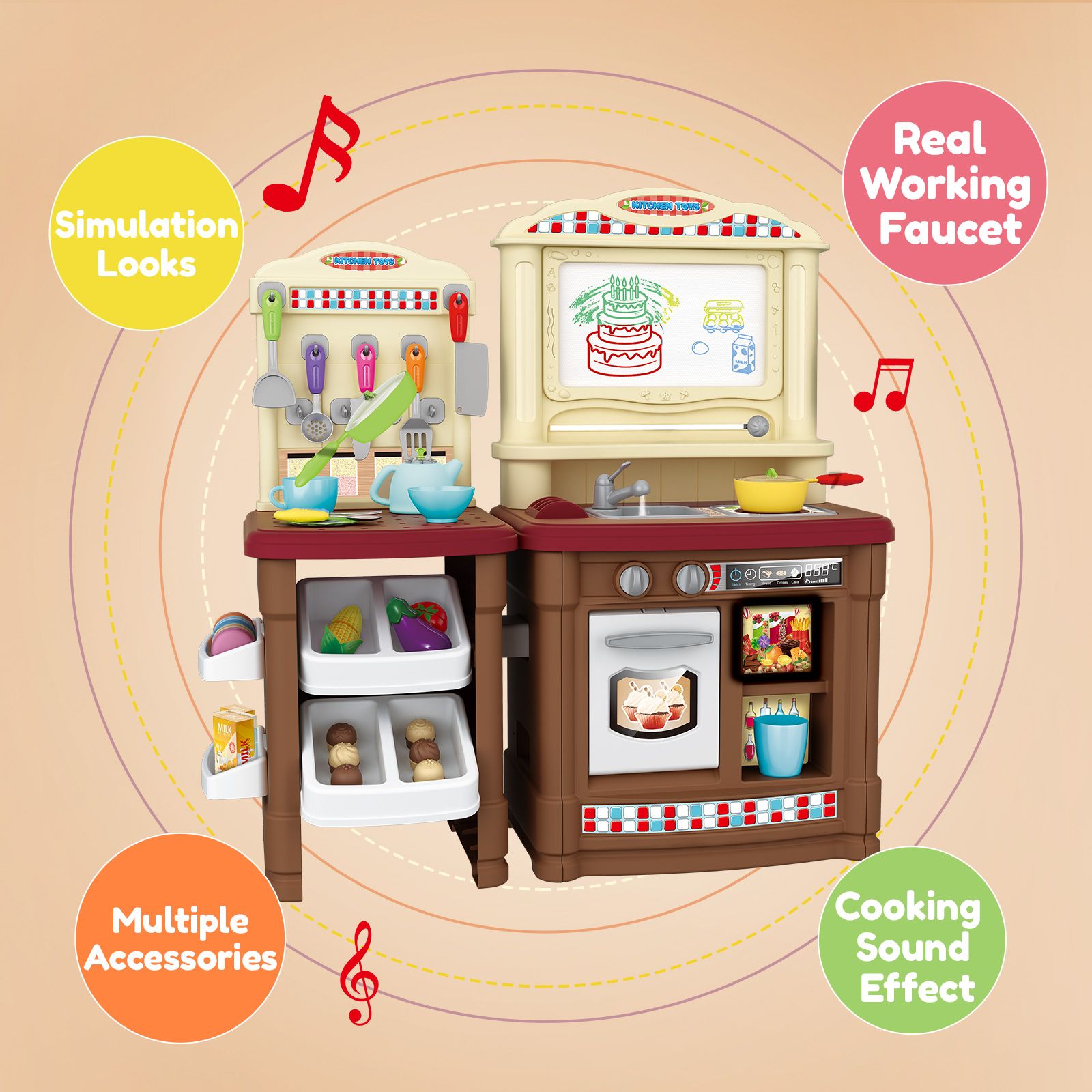 Pretend Kitchen Play Role Cooking Toys Set Children Cookery Cookware ...