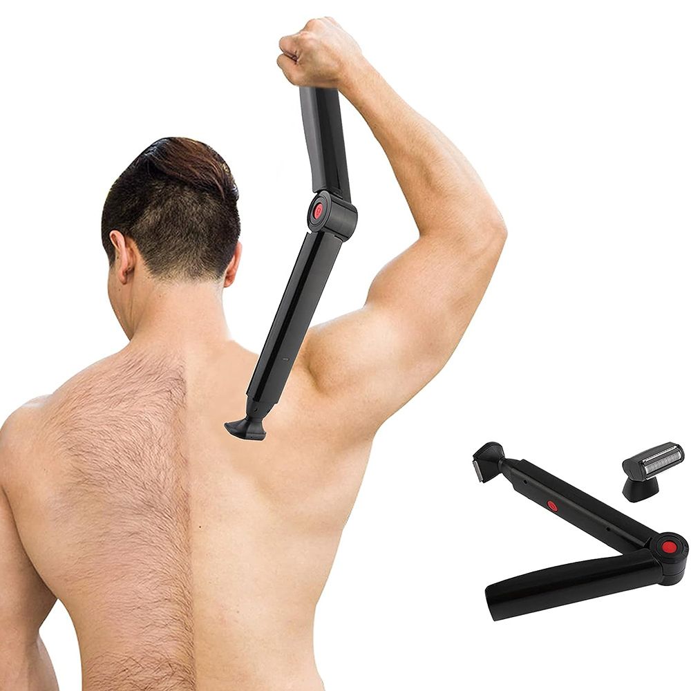 Electric Back Hair Shaver, USB Body Razor with 2 Shock Absorber Flex ...