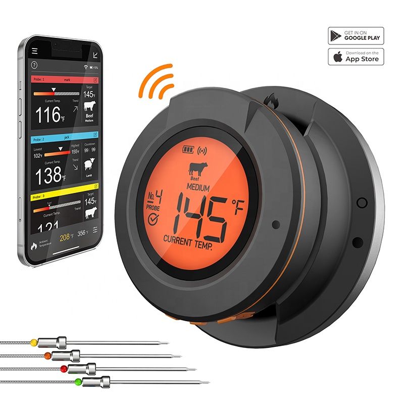 Outdoor Digital Wireless Bluetooth Dome Cooking Food Meat Thermometer ...