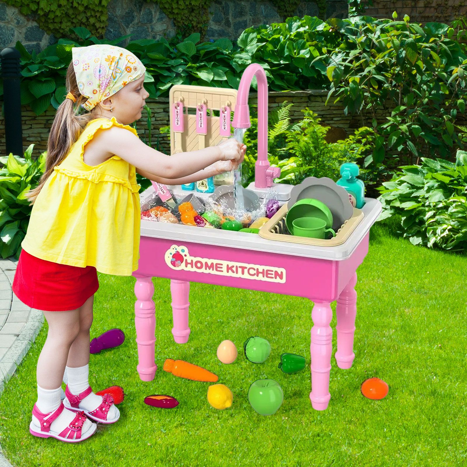 Kids Kitchen Sink Wash Basin Tap Playset Faucet Pretend Role Play Toy ...