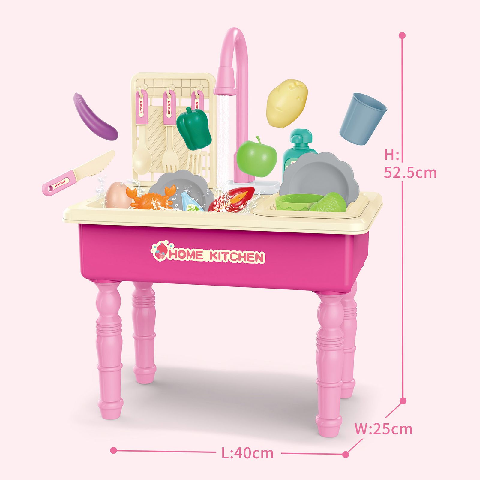 Kids Kitchen Sink Wash Basin Tap Playset Faucet Pretend Role Play Toy ...