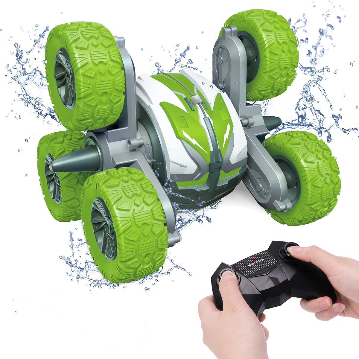 Amphibious 6WD RC Stunt Car with 2.4GHz Double Sided 360° Rotating Off ...