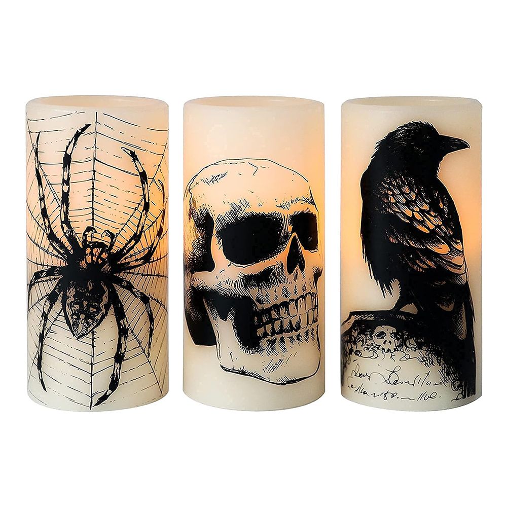 Halloween Flameless Flickering Candles Battery Operated LED Candles ...