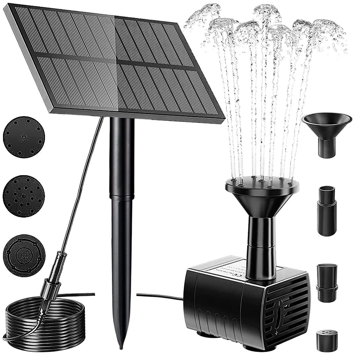 Solar Fountain Pump Kit with 7 Nozzles for Bird Bath Pond Fish Tank ...