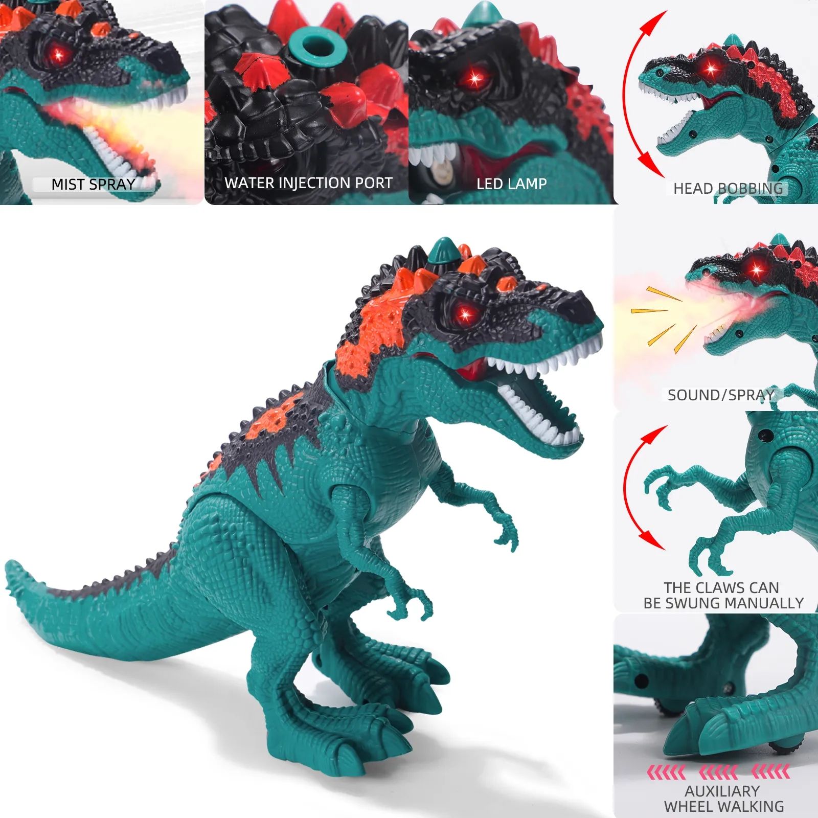 2.4G Water Spray Remote Control Dinosaur Toy Electronic Smart Dinosaur ...