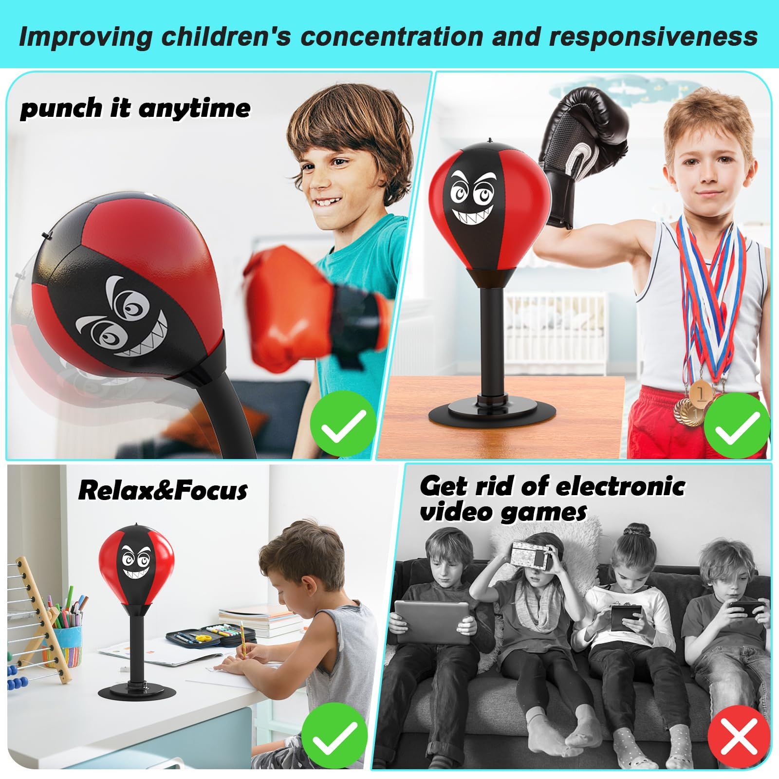 Desktop Punching Bag Stress Buster with Suction Cup for Office Table ...
