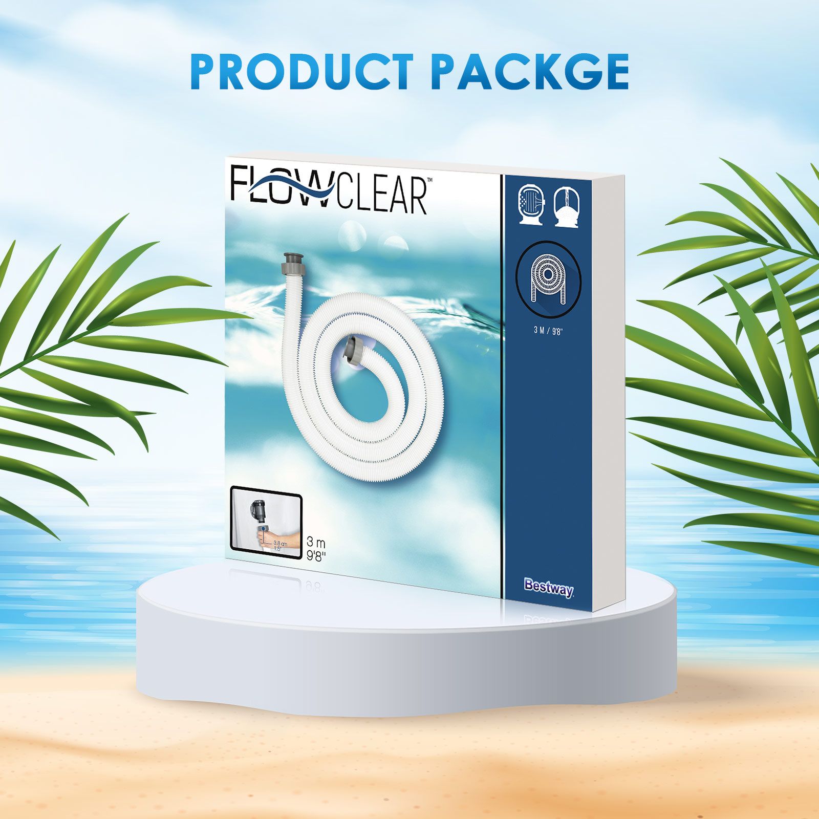 Bestway Swimming Pool Pump Hose Pipe Sand Filter Cartridge 3m x 38mm ...