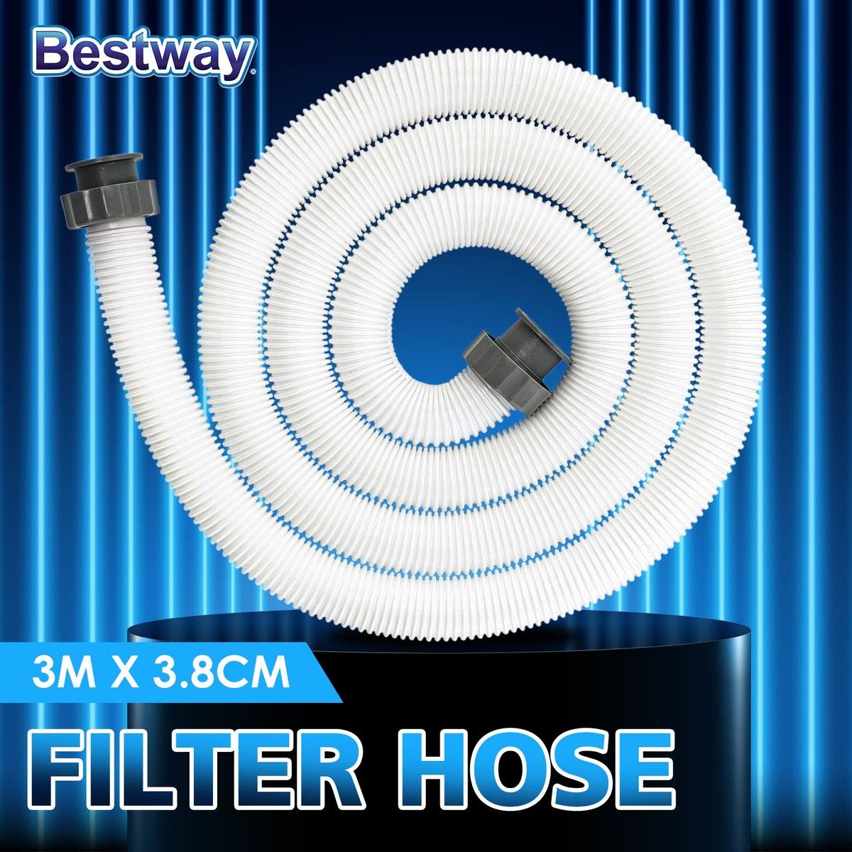 Bestway Swimming Pool Pump Hose Pipe Sand Filter Cartridge 3m x 38mm ...
