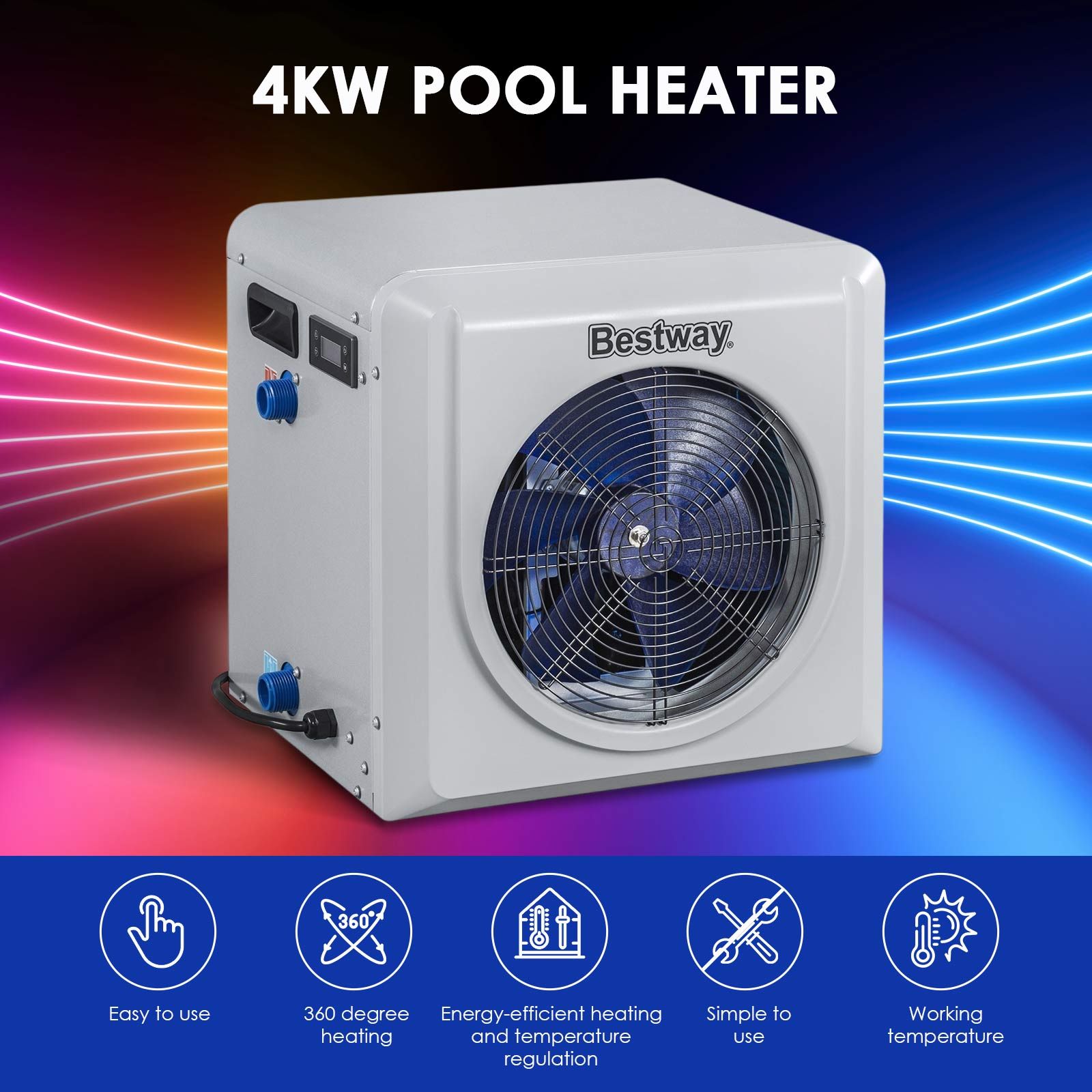Bestway Pool Heater 4KW Above Ground Flowclear Water Temperature ...