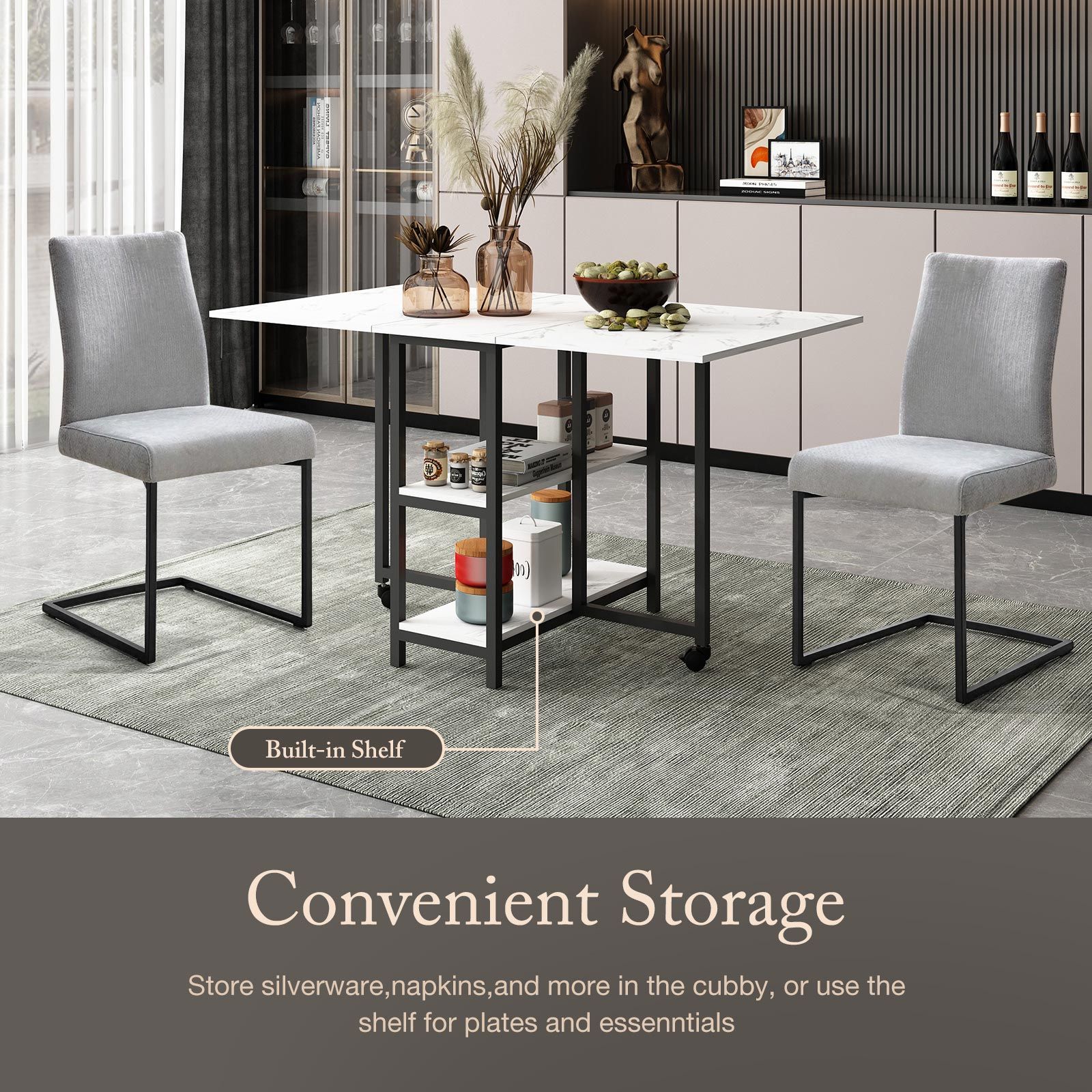 Folding Dining Table Extendable Room Outdoor Furniture Kitchen Home ...