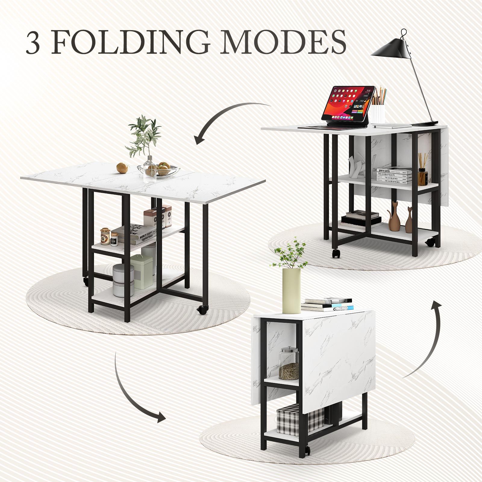 Folding Dining Table Extendable Room Outdoor Furniture Kitchen Home ...