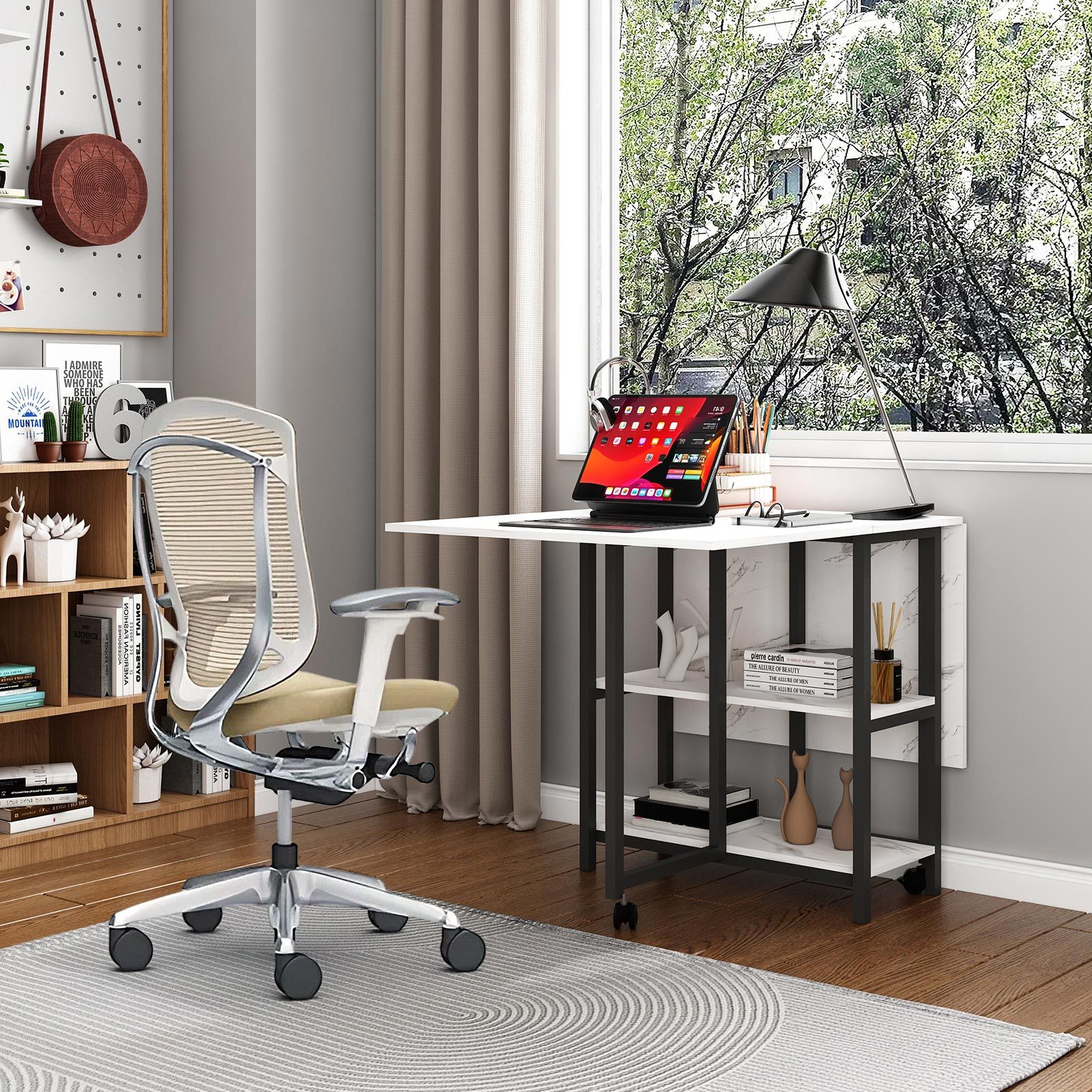 Folding Dining Table Extendable Room Outdoor Furniture Kitchen Home ...