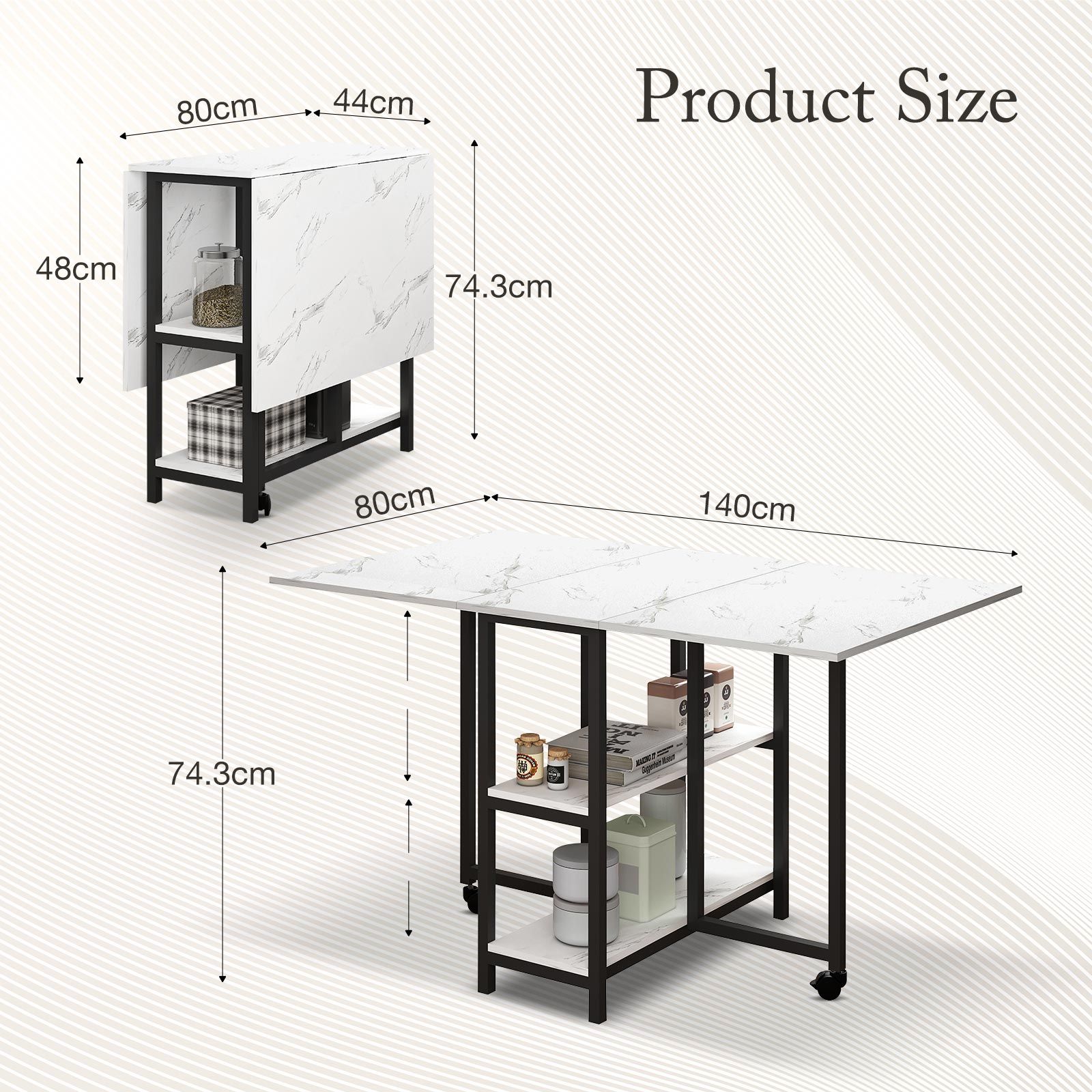 Folding Dining Table Extendable Room Outdoor Furniture Kitchen Home ...