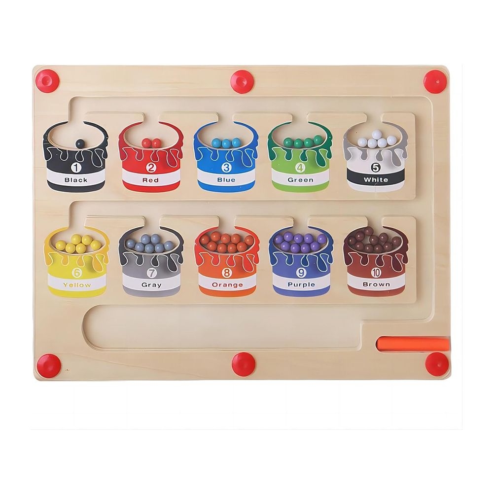 Magnetic Color and Number Maze, Wooden Magnet Maze Board Game Toys for ...