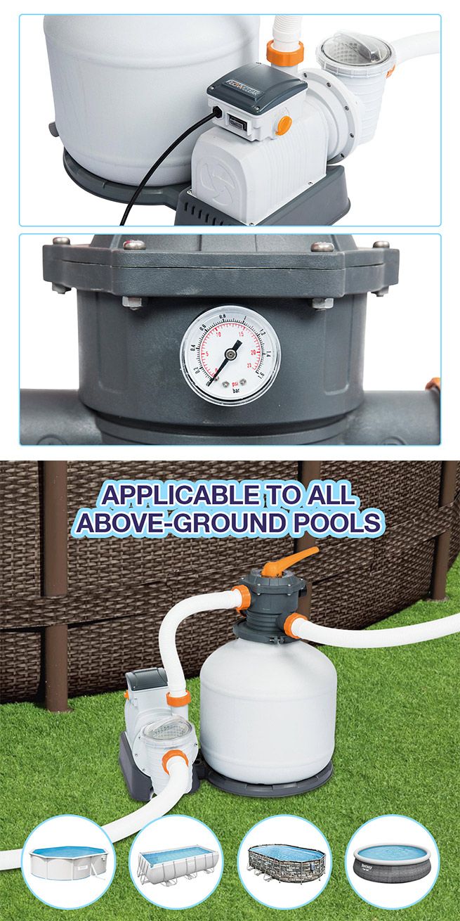 Bestway 3000 Gallon Above Ground Swimming Pool Sand Filter Pump 220 ...