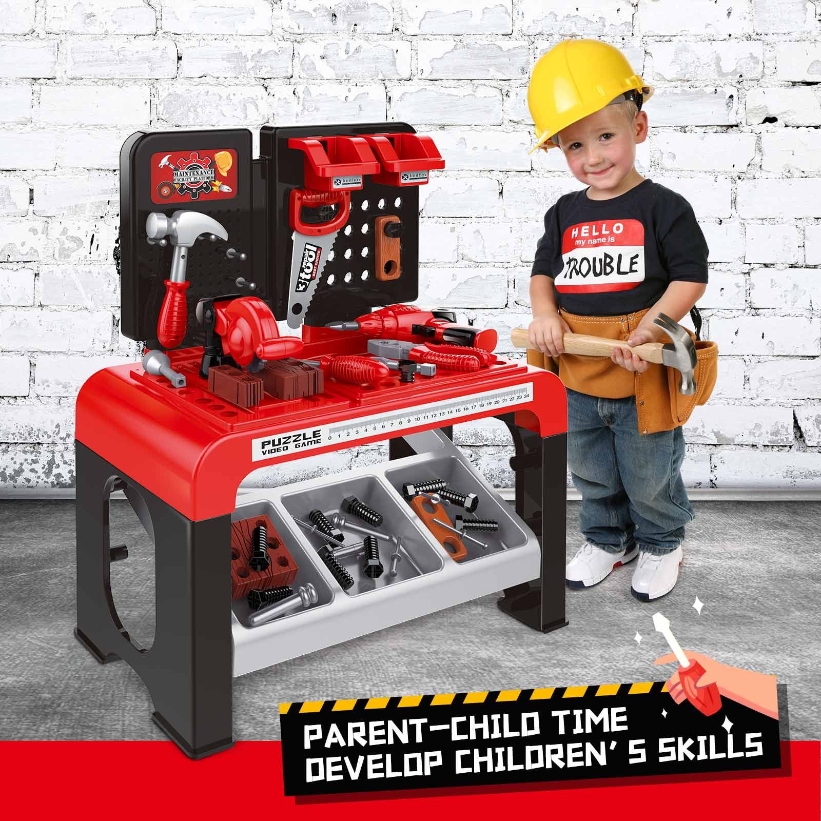 Kids Workbench Tool Bench Construction Toy Set 46pcs Educational ...