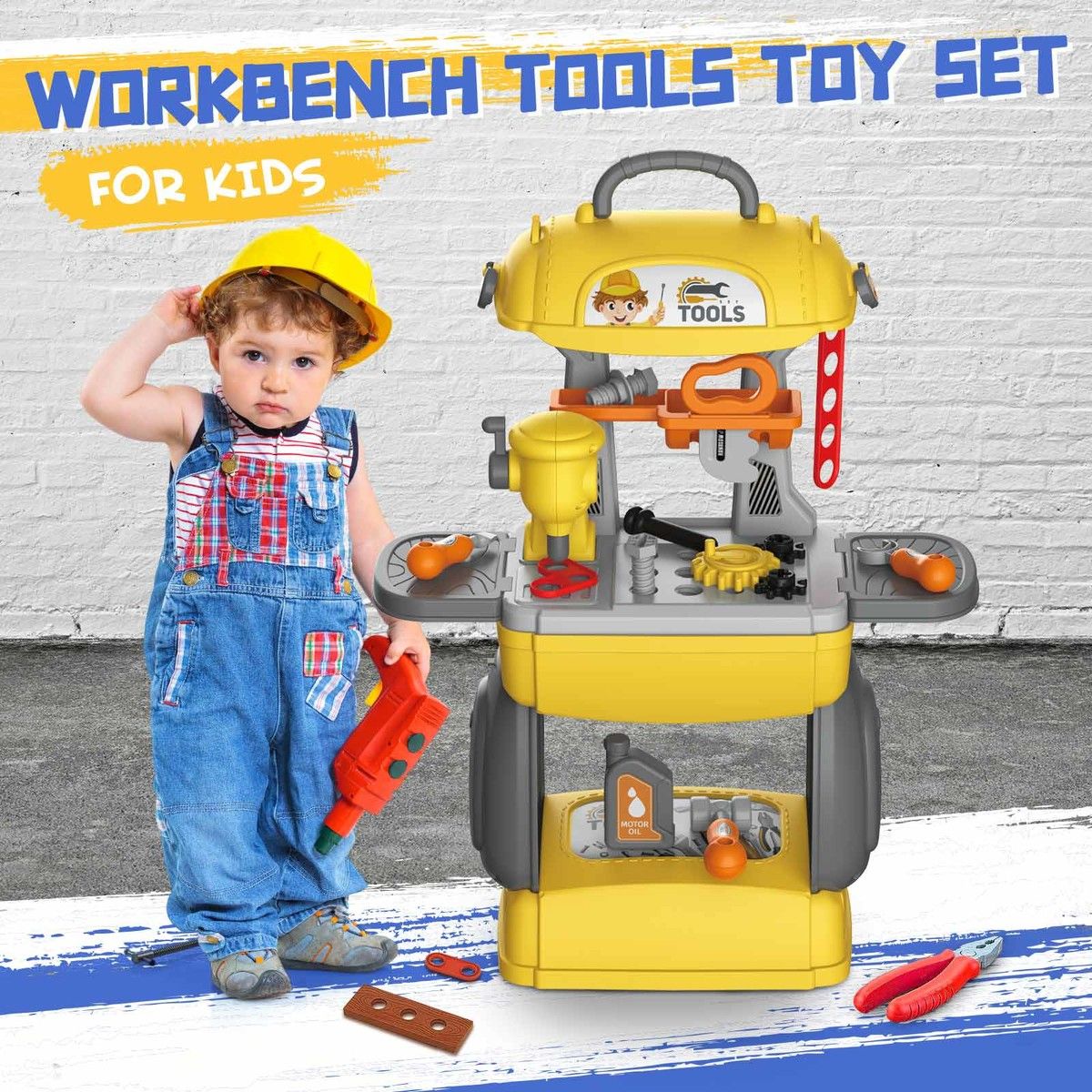 Kids Workbench Tool Bench Construction Toy Set 28pcs Educational Builder Pretend Role Play Gift ...
