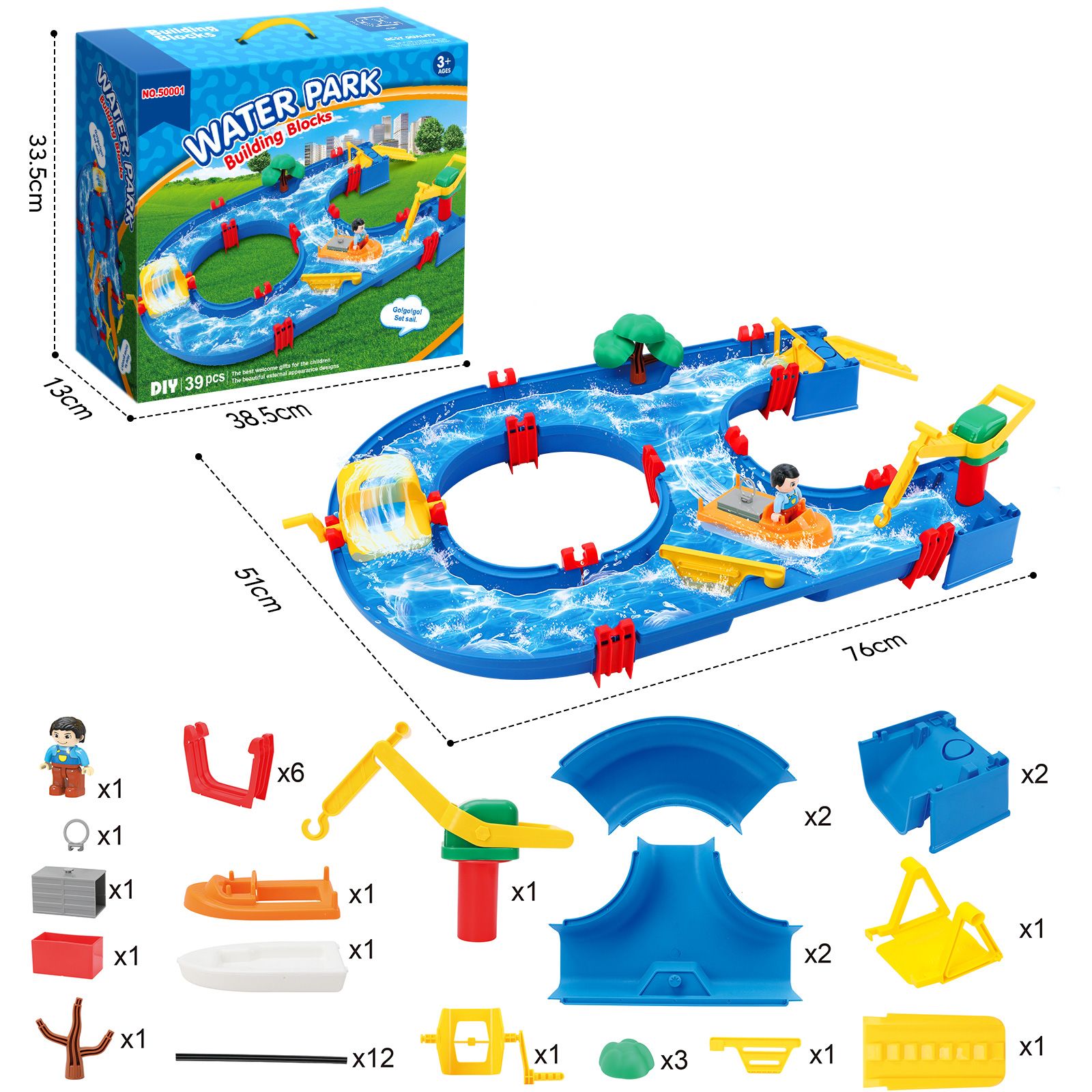 Water Way Toys 39 PCS DIY Play Table Building Blocks Aquaplay Park ...