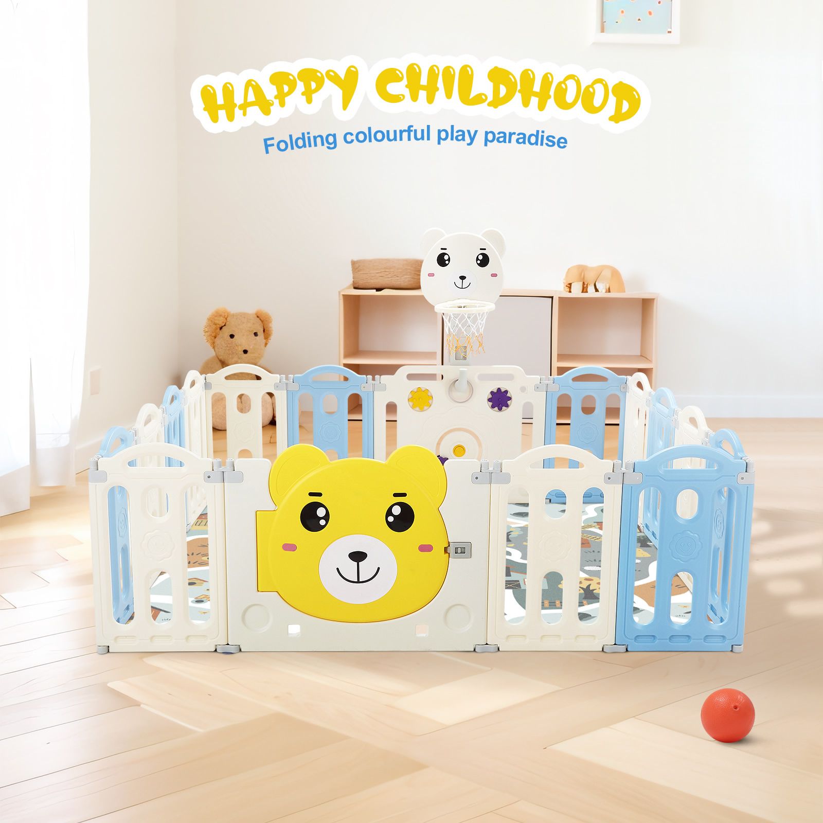 16 Panels Baby Playpen Gate Playground Indoor Outdoor Activity Centre ...