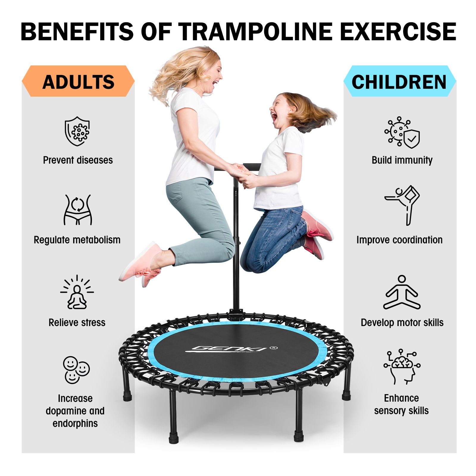 Genki Trampoline Bounce Rebounder Jumping Rebounding Home Fitness Gym ...