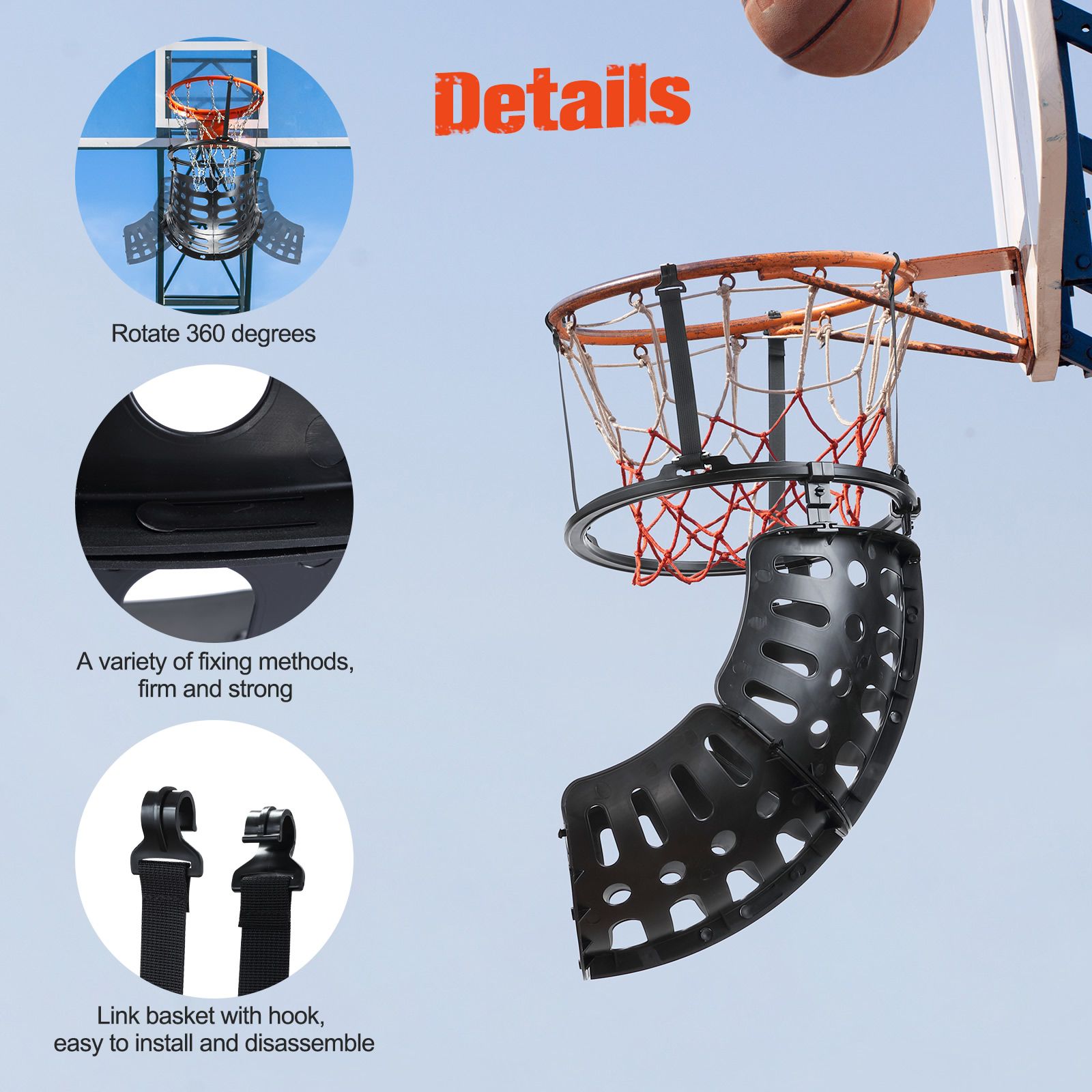 Basketball Ring Hoop Ball Returner Rebounder Return System Attachment ...