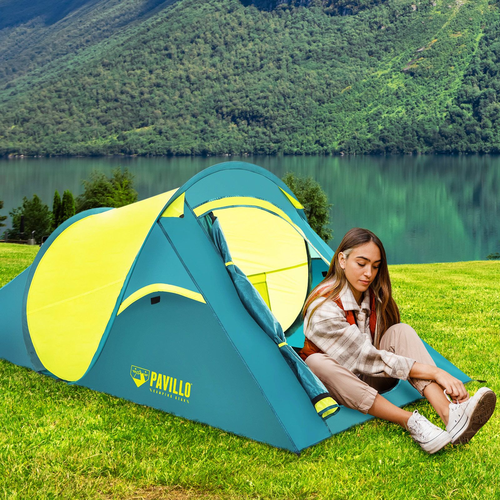 Bestway Pavillo Camping Tent 2 Man Pop Up Instant Beach Shelter Family ...
