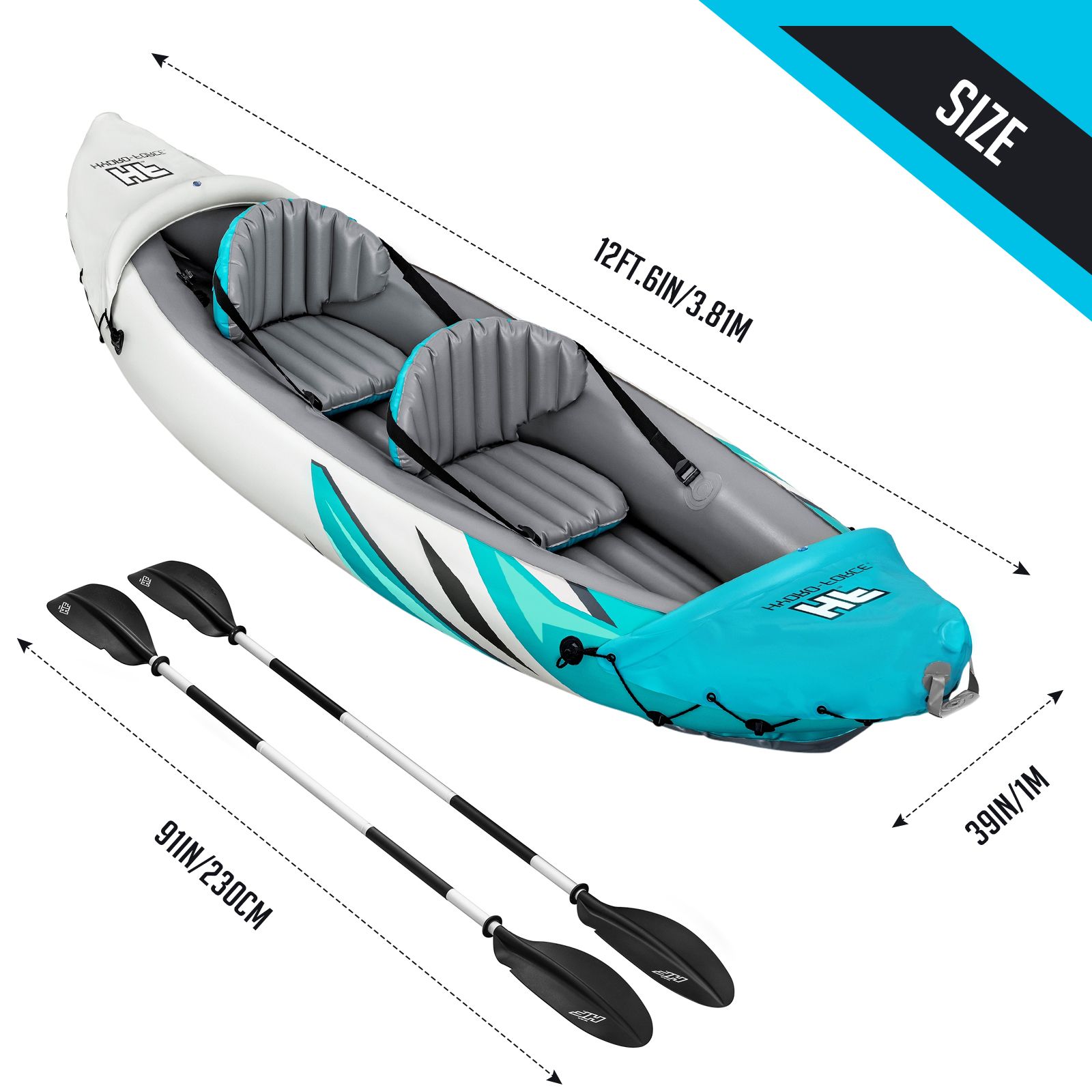 Bestway 2 Man Inflatable Kayak Blow Up Kayaking Boat Water Sport ...