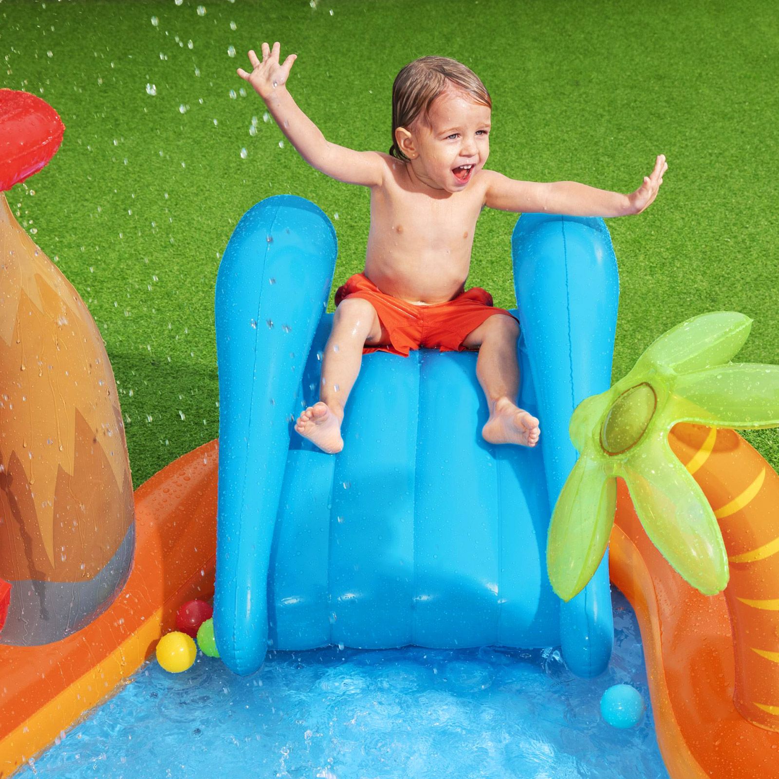 Bestway Inflatable Pool 265x265x104 cm Lava Lagoon Oval Inflatable Play ...
