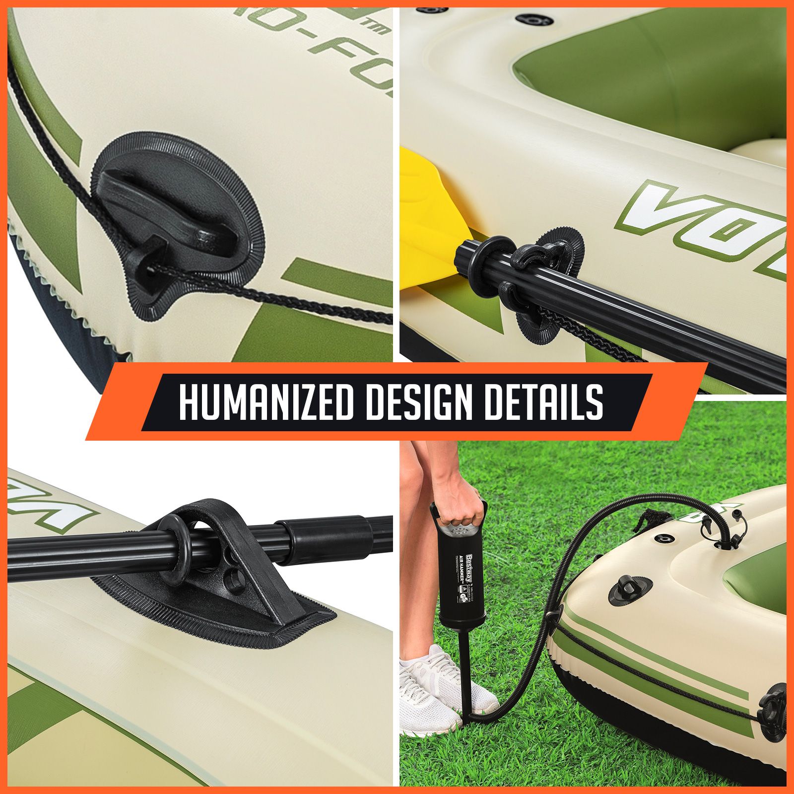 Bestway 2 Man Inflatable Boat Blow Up Fishing Rowing Rafting Water ...