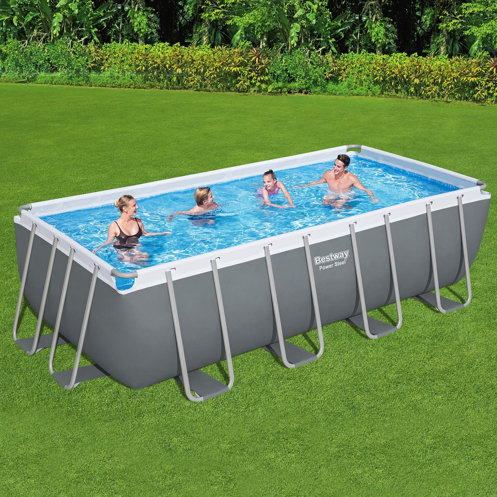 Bestway Power Steel Pool Set 4.88x2.44m Above Ground Outdoor Swimming ...