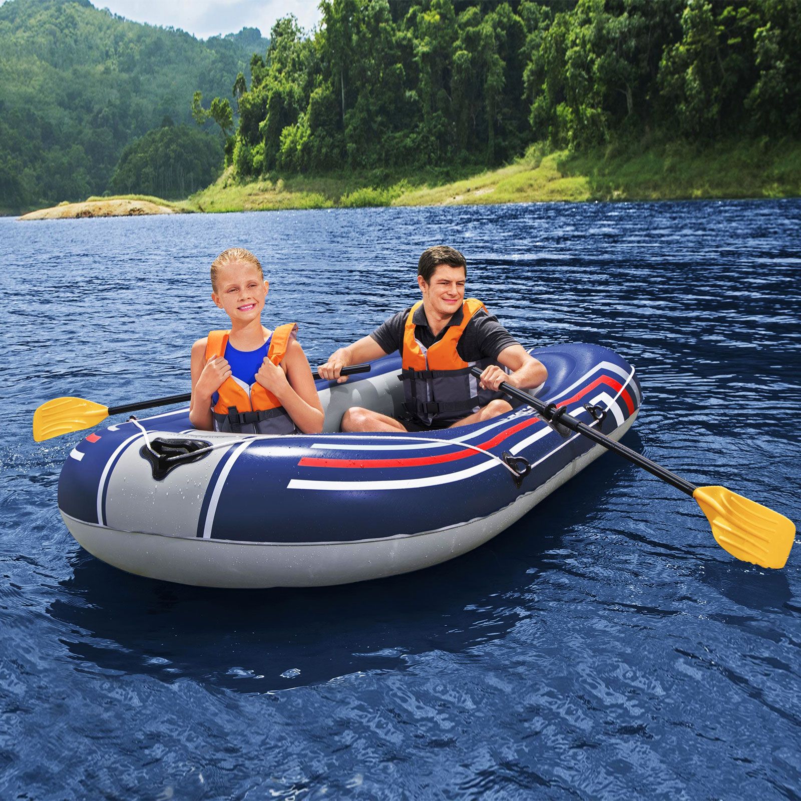 Bestway Inflatable Boat Set 2.28m X 1.21m Floating Raft Blow Up Canoe ...
